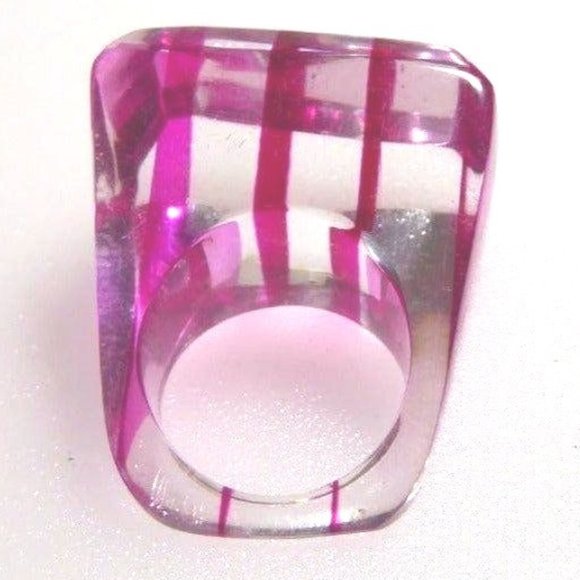 Jewelry | Vintage Mod Bold Chunky Lucite Ring Fuchsia Ring Size 55 ...
